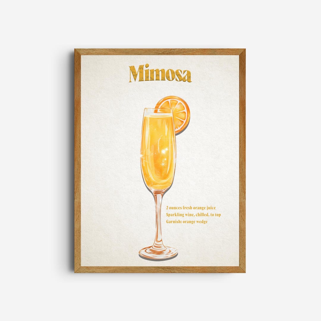 Mimosa Wall Decor, Digital Download Cocktail Wall Art, Stylish Kitchen ...