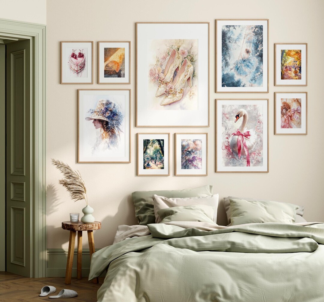 10 Whimsical Pastel Rococo Style Watercolor Girly Gallery Poster Set ...