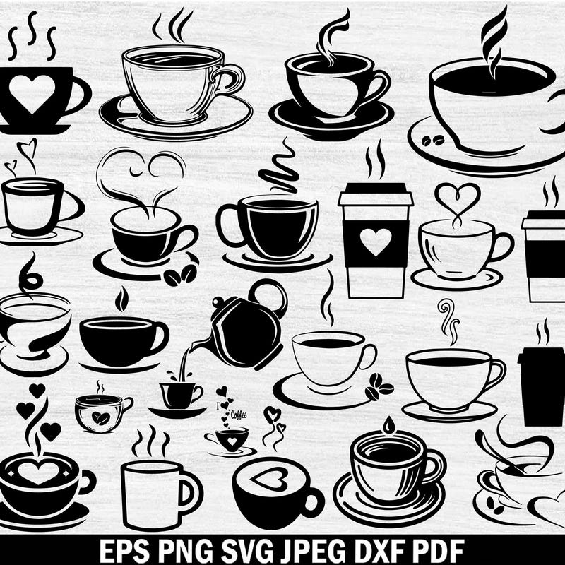 Coffee Icons Vector - Etsy