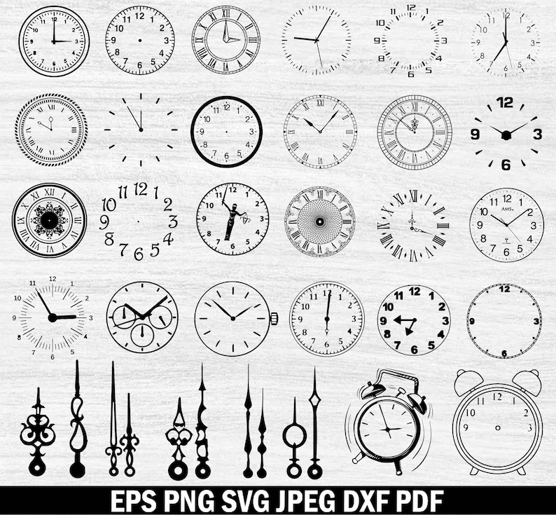 Clock Face Svg Bundle, Clock Face Png Bundle, Clock Face Clipart, Clock ...