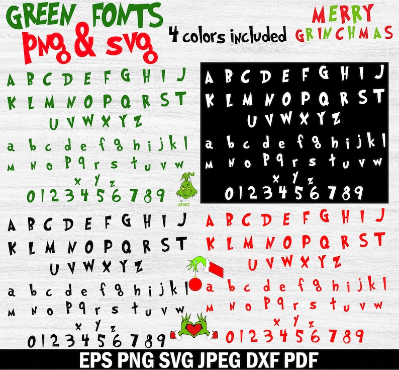 Green Font Svg Bundle, Green Character Font, Christmas Holiday Fonts ...