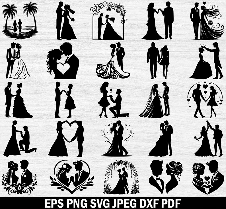 Couple Svg Bundle, Couple Clipart, Couple Silhouette, Lovers Svg Bundle ...