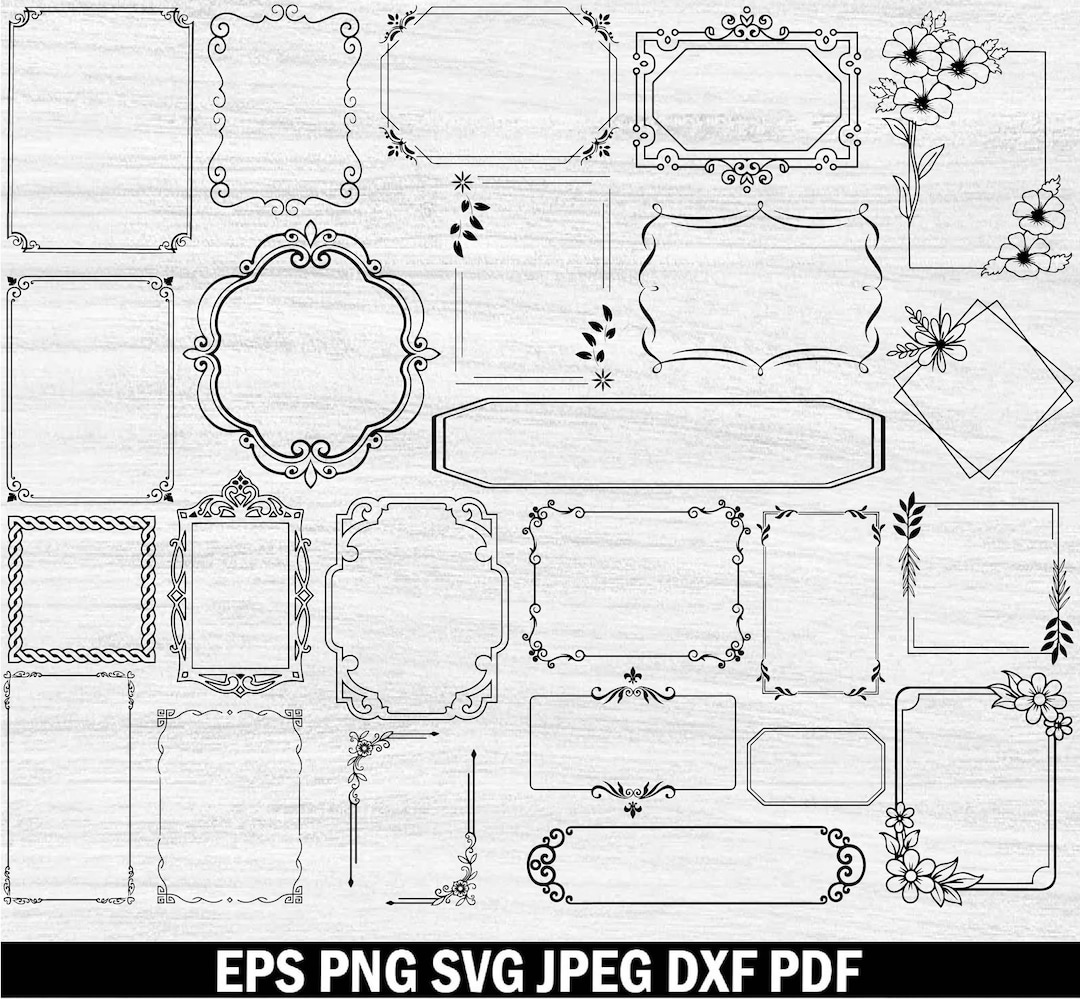Decorative Frame Svg, Rectangle Frame Svg, Floral Border Svg, Vintage ...