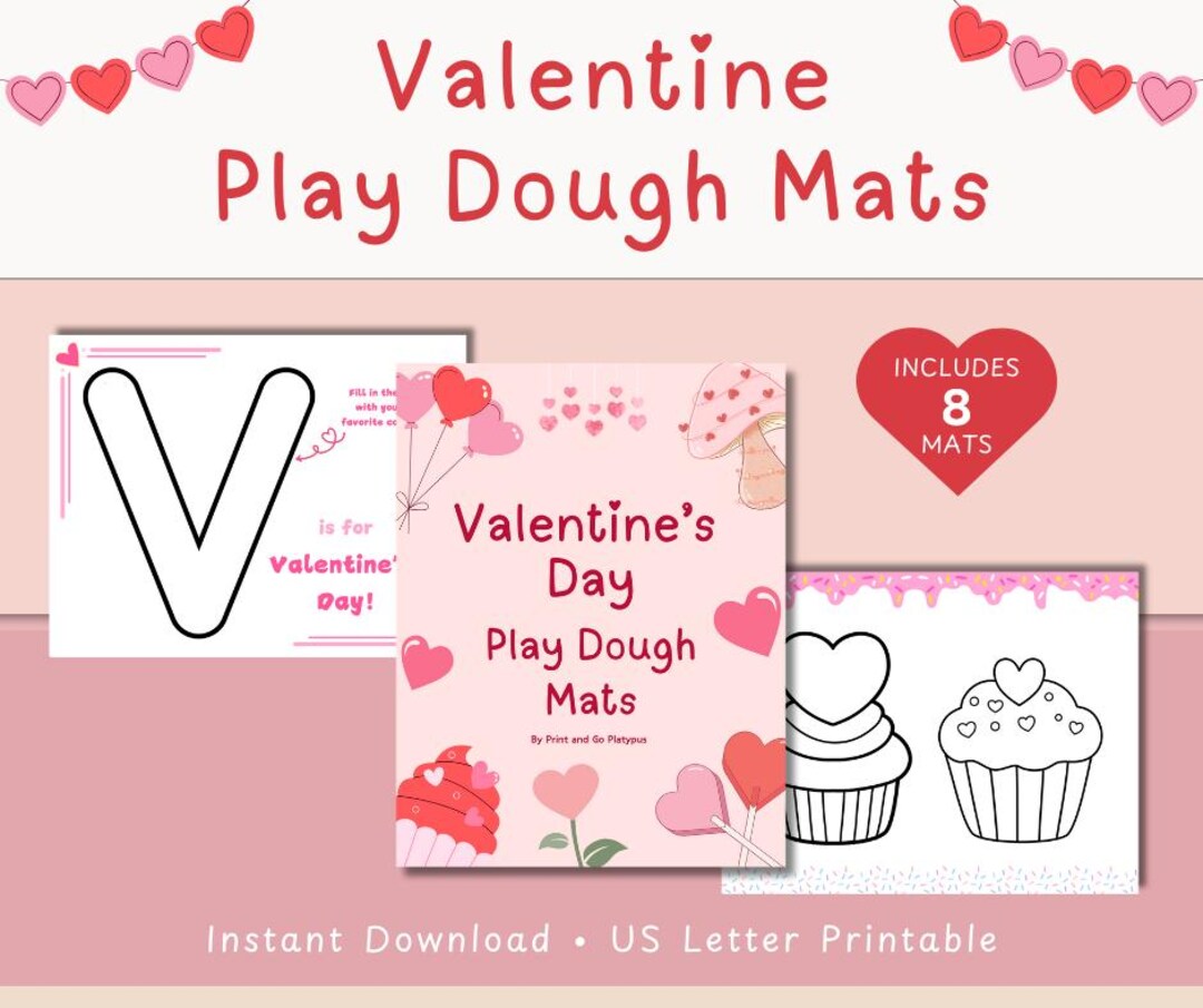 Valentine Play Dough Mats for Kids | Printable Sensory Activity - Etsy