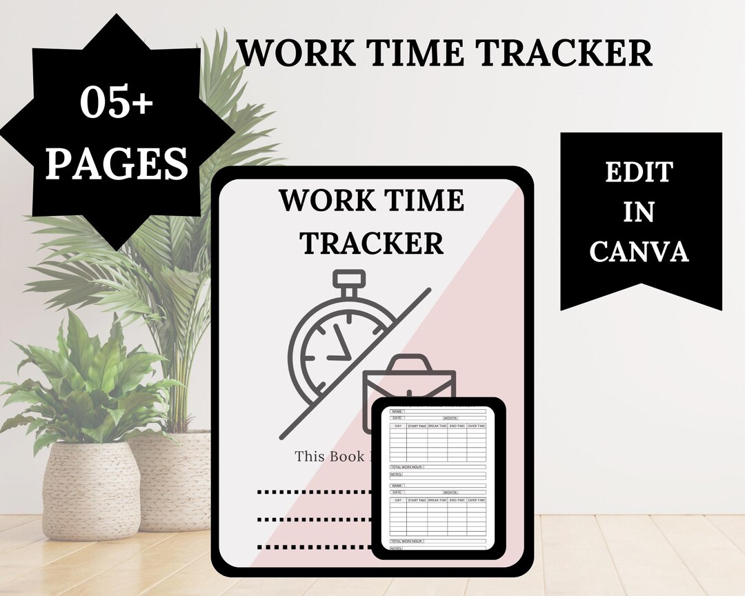 Work Time Tracker Printable, Daily & Weekly Timesheet Log, Productivity ...