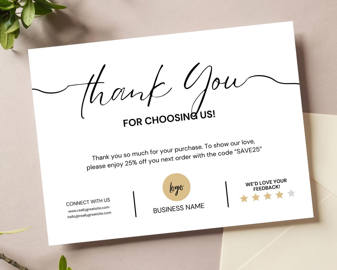 Professional Thank You Card Template, Order Packaging, Small Business ...