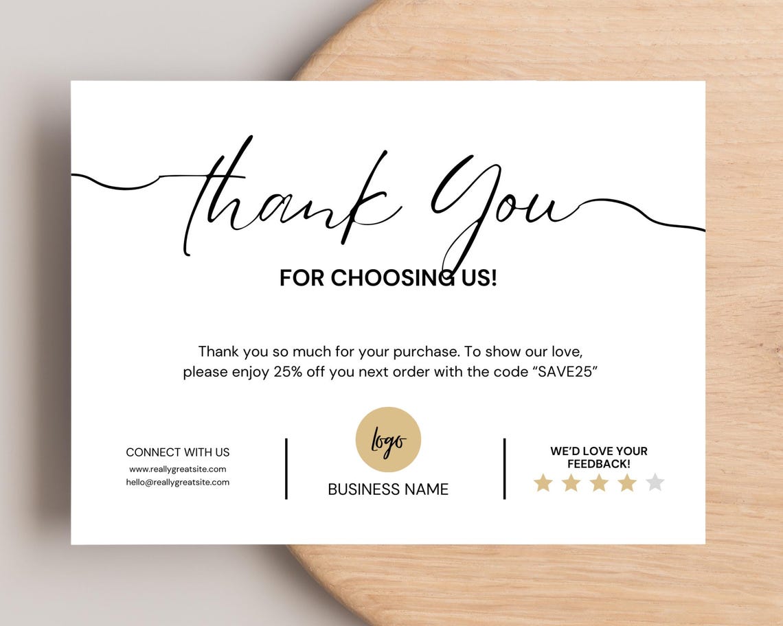 Professional Thank You Card Template, Order Packaging, Small Business ...