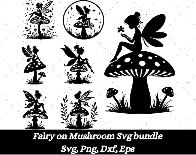 Fee auf Pilz-Svg-Bundle, Fee-Silhouette-Svg-Bundle, Fee Clipart, Fee ...