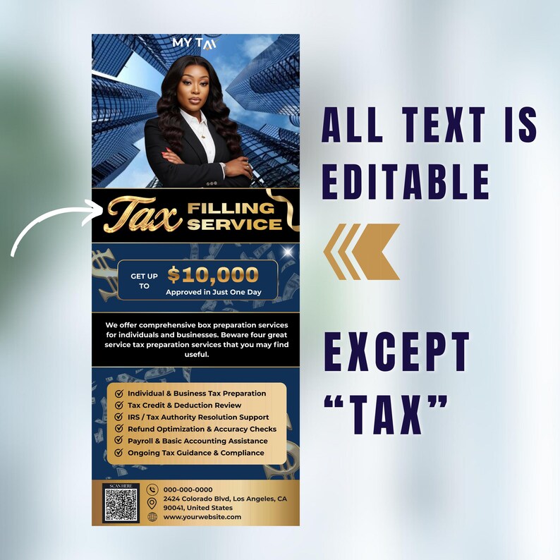 Tax Prep Services Banner, DIY Retractable Banner for Tax Business, Tax ...