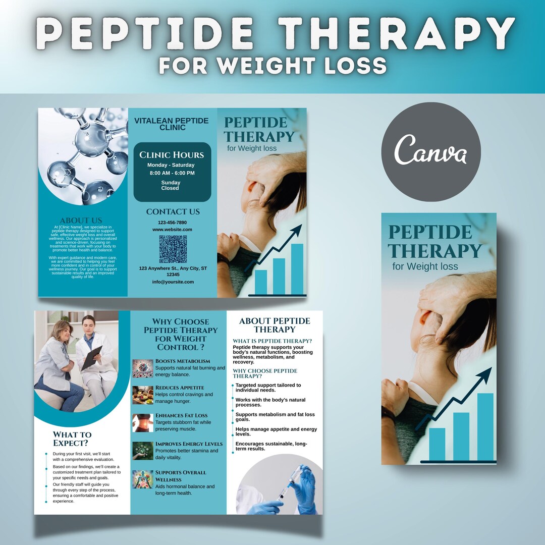 Peptide Therapy Brochure, Editable Weight Loss Canva Trifold ...