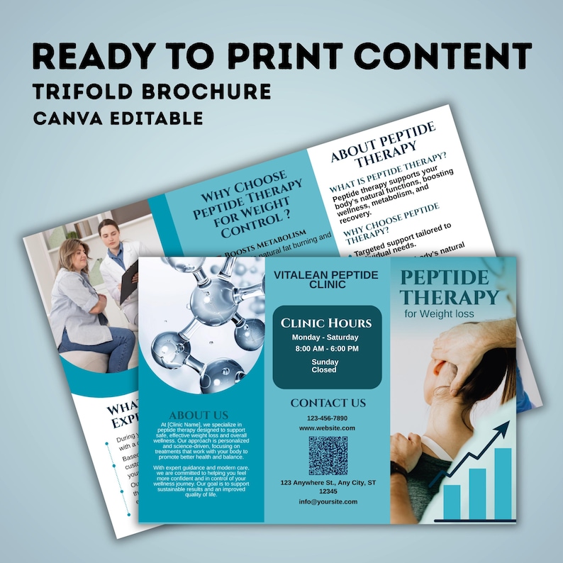 Peptide Therapy Brochure, Editable Weight Loss Canva Trifold ...