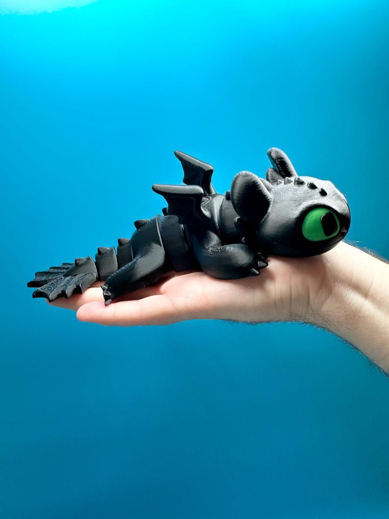 Flexi Toothless Fury Figurines | 3D Printed Cute Toothless Figure | Articulated Dragon Fidget ...