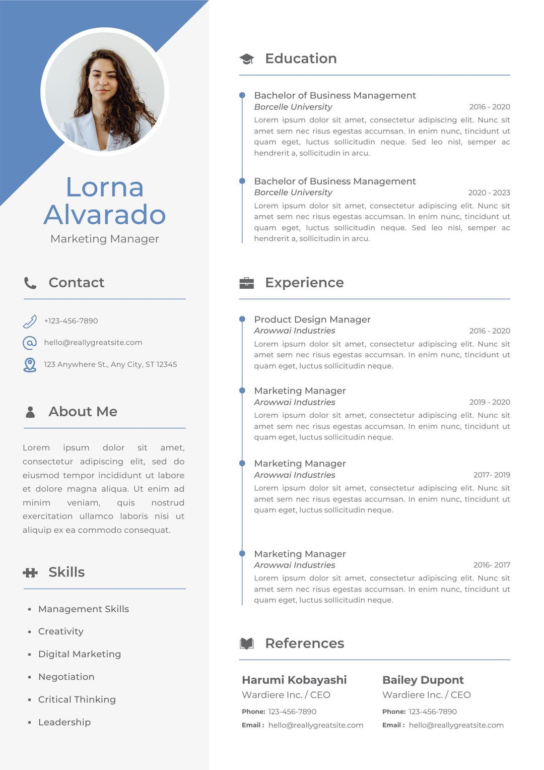 Modern Resume Template With Photo | 2024 Professional CV for Word ...