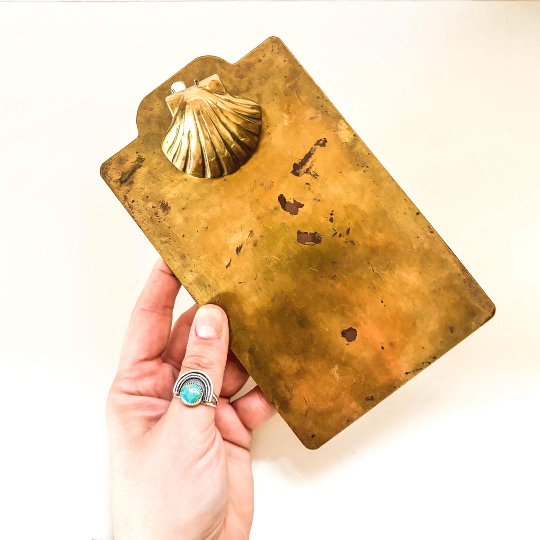 Vintage Solid Brass Small/mini Clipboard With Seashell 4.5 X 7.75 ...