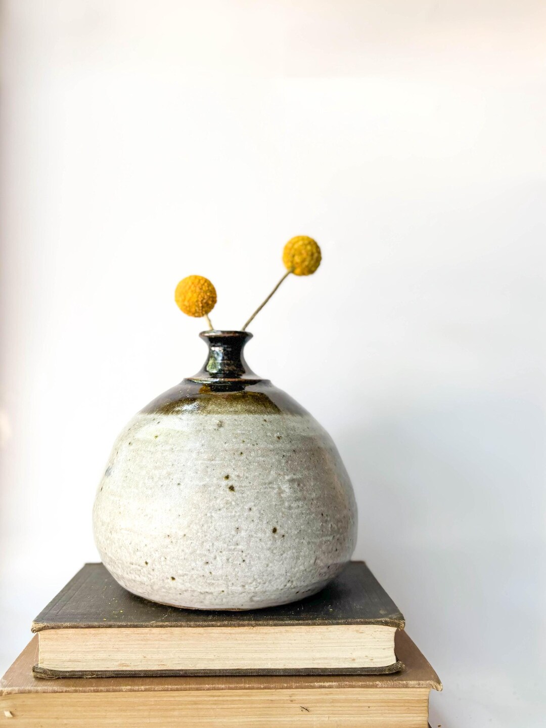 Vintage Studio Pottery Orb Vase / Weed Pot - Signed by Artist Janet ...