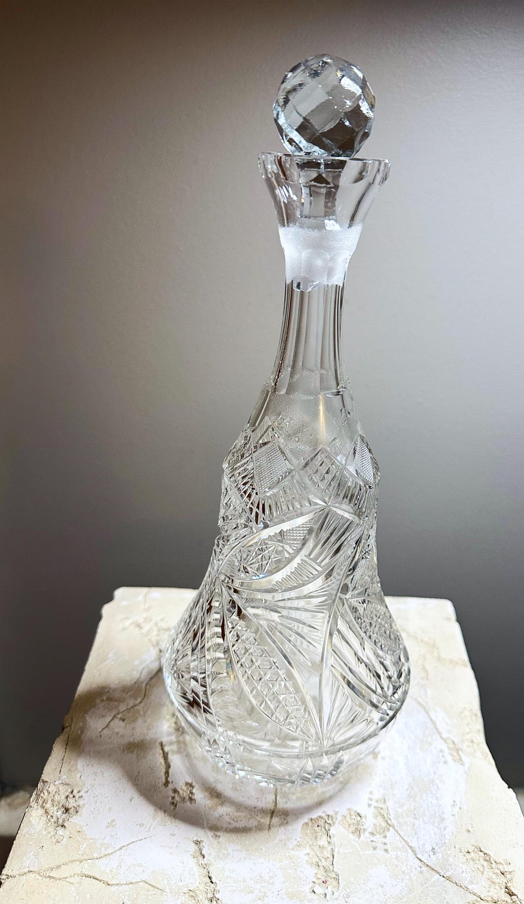Antique Crystal Decanter: Pinwheel Cut Glass, American Brilliant Period ...