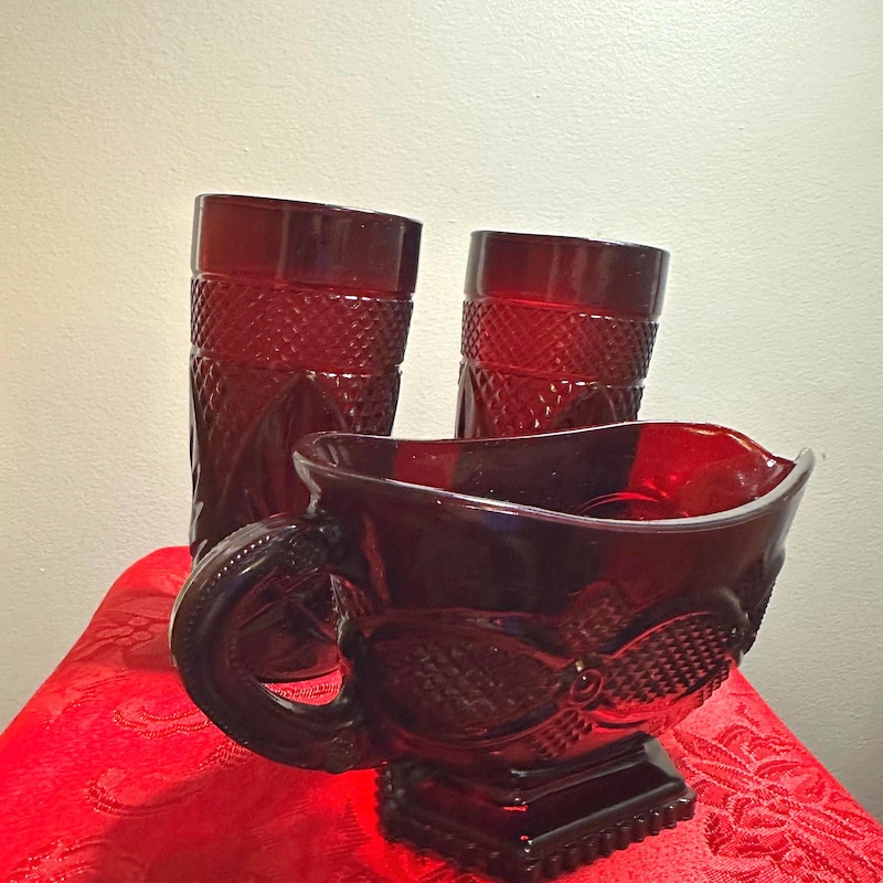 Avon Red Glassware - Etsy
