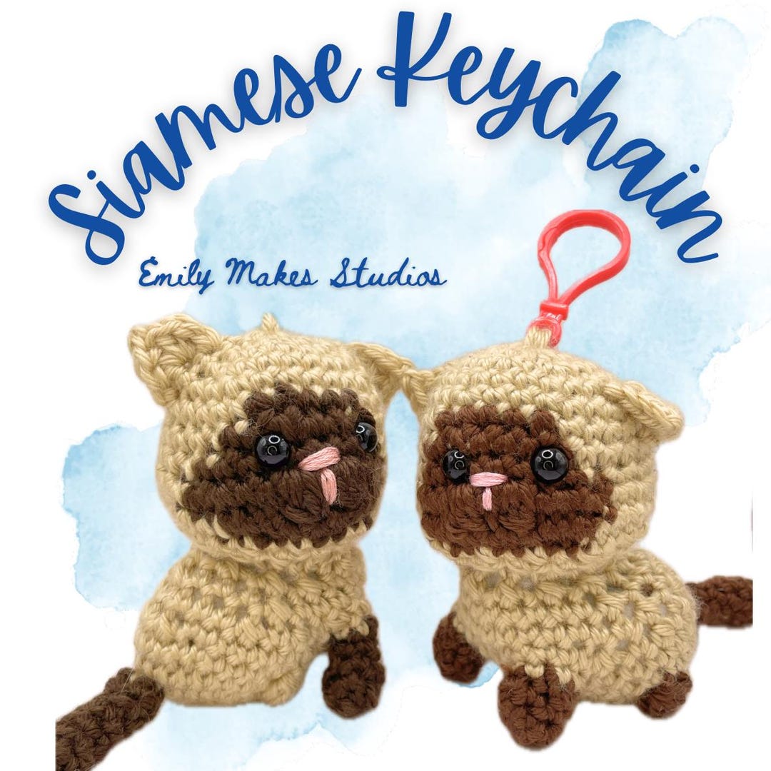 Crochet Amigurumi Cat Plushie Keychain - Siamese - Etsy