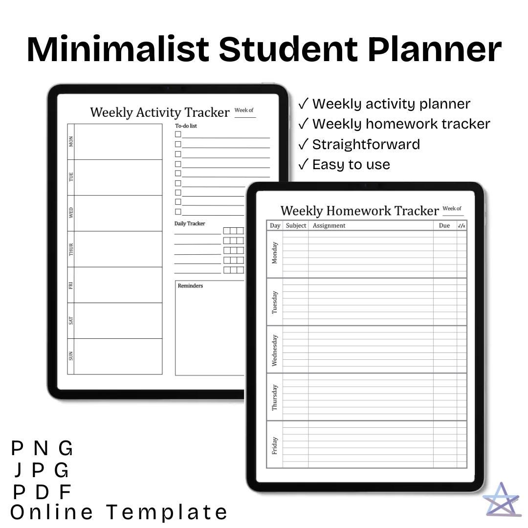Digital & Printable Student Trackers | Digital Weekly Planner Homework ...