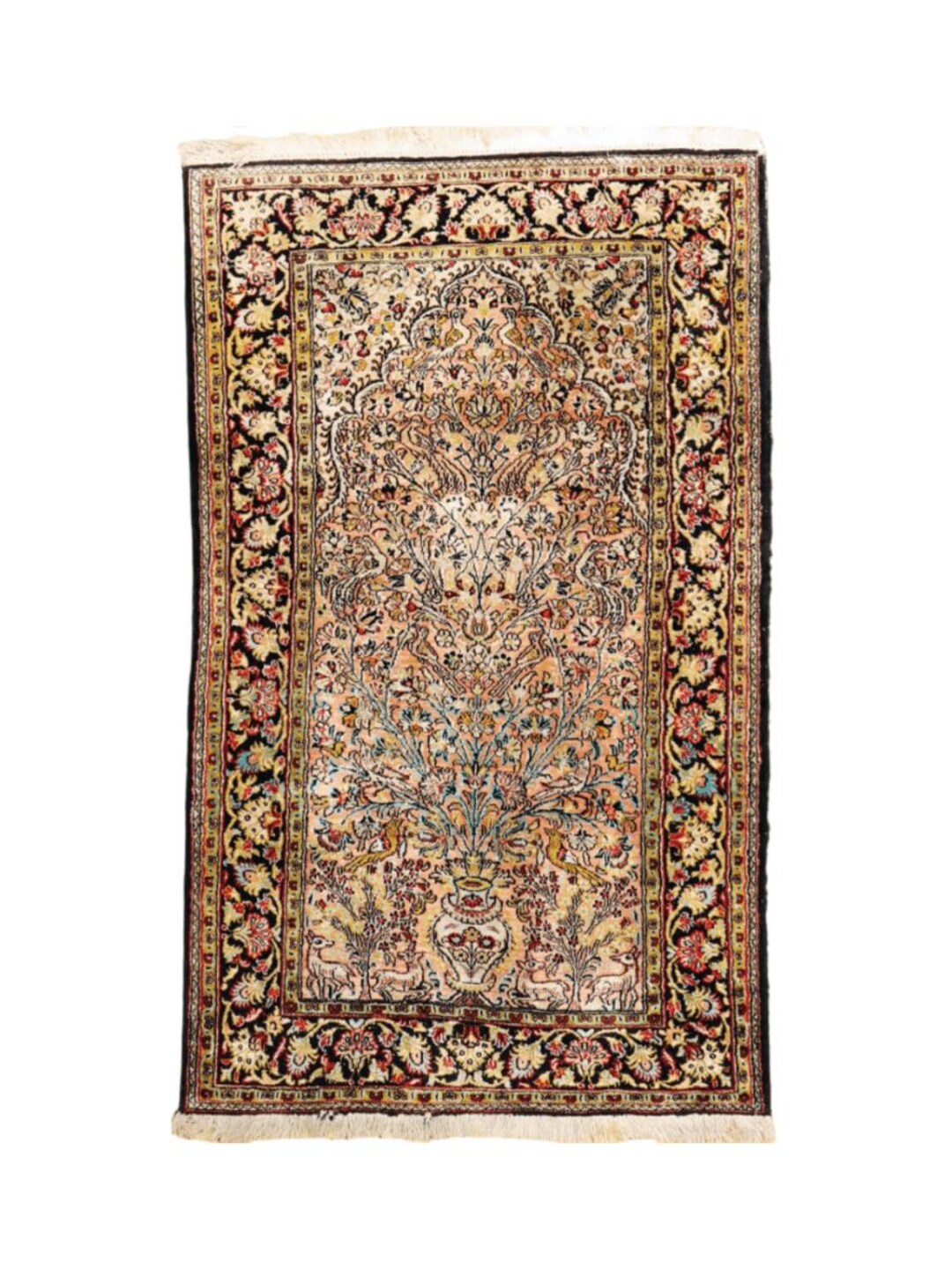 Vintage Tree of Life Silk Rug: Hand-knotted Collectible Wall Art (2'7 ...