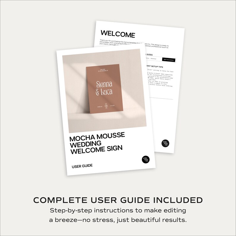 Modern Retro Wedding Welcome Sign Template: Mocha Mousse Brown ...