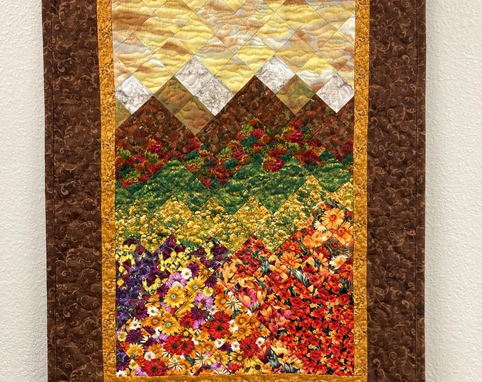 Fall Sunset Flowers Landscape Art Quilt Tapestry 20x27 - Etsy