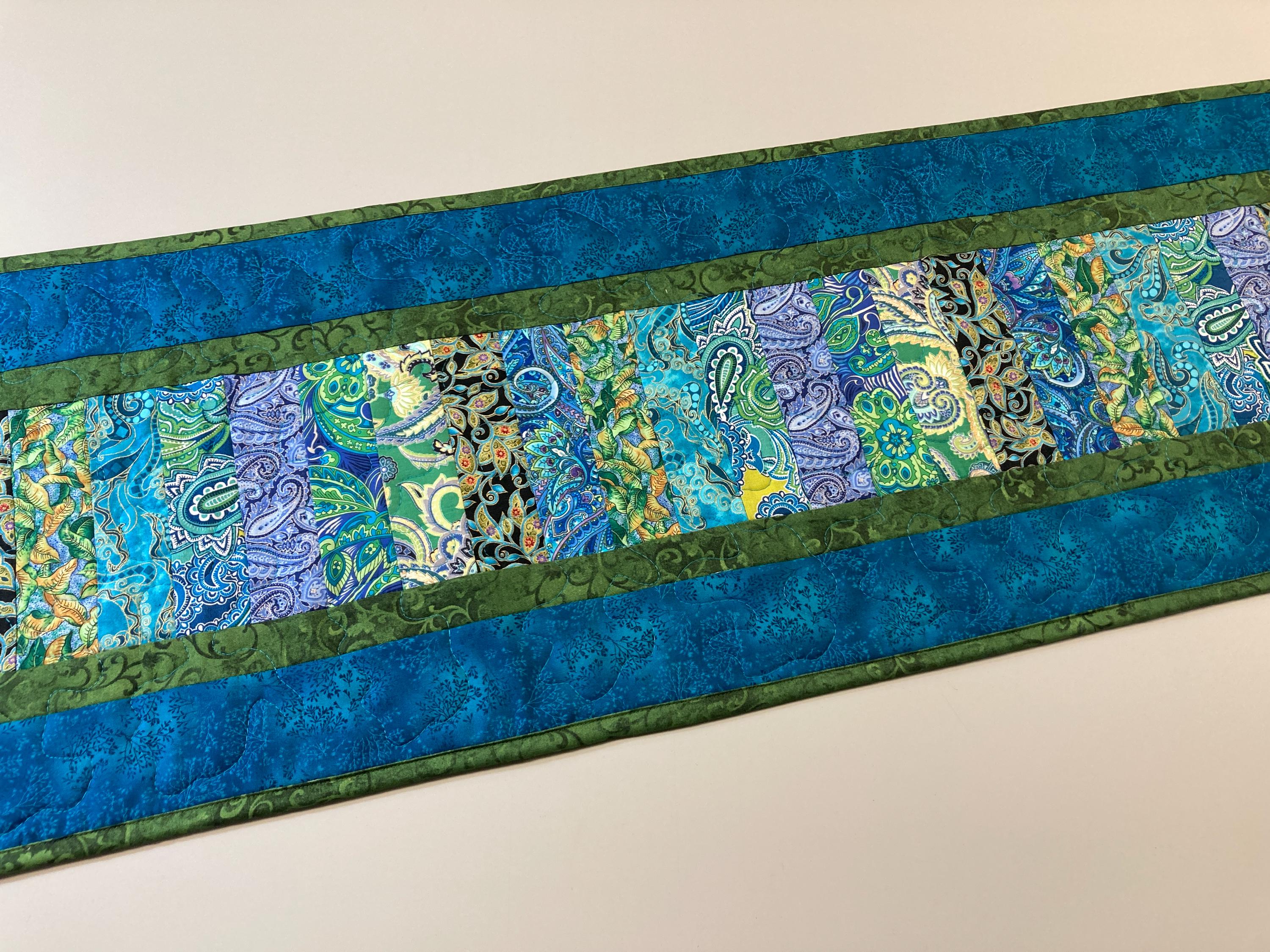 Quilted Table Runner, Blue Green Ocean Seaside Inspired 13x52 ...