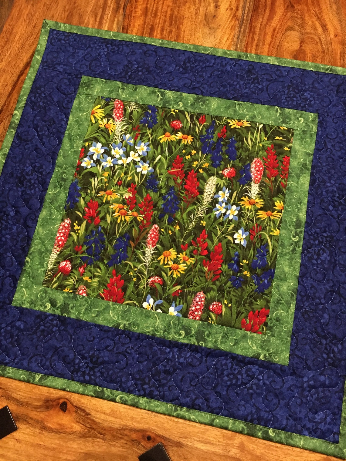 Texas Wildflower Quilted Table Topper Reversible Table Mat | Etsy