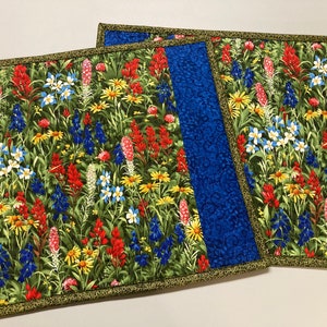 Texas Wildflower Placemats, Dining Table Placemats, Quilted Reversible ...