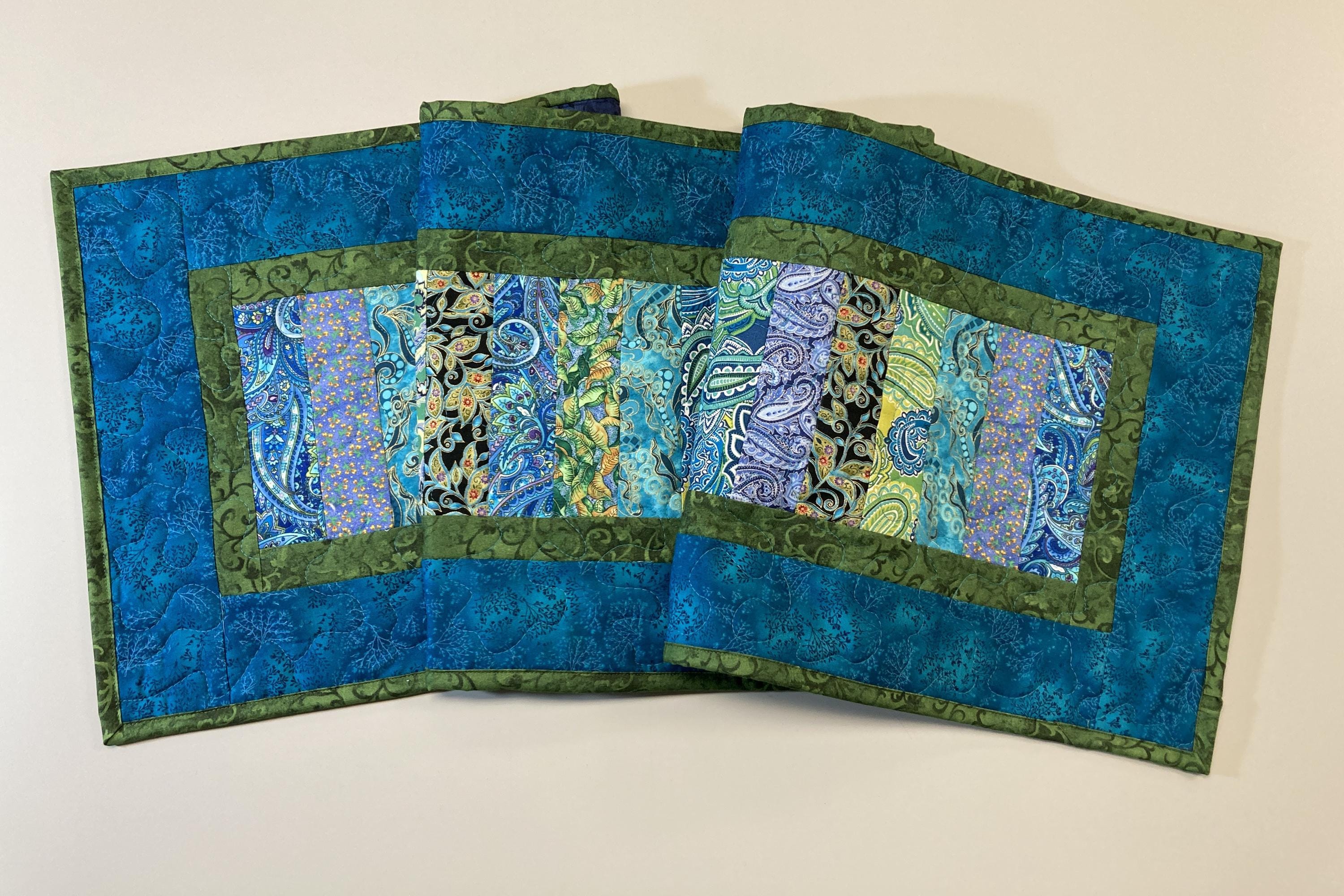 Quilted Table Runner, Blue Green Ocean Seaside Inspired 13x52 ...