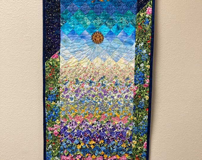 Art Quilt Sunshine Garden Sun Moon Fabric Quilted Wall - Etsy