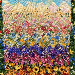 Art Quilt Sunshine Garden Sun Moon Fabric Quilted Wall - Etsy