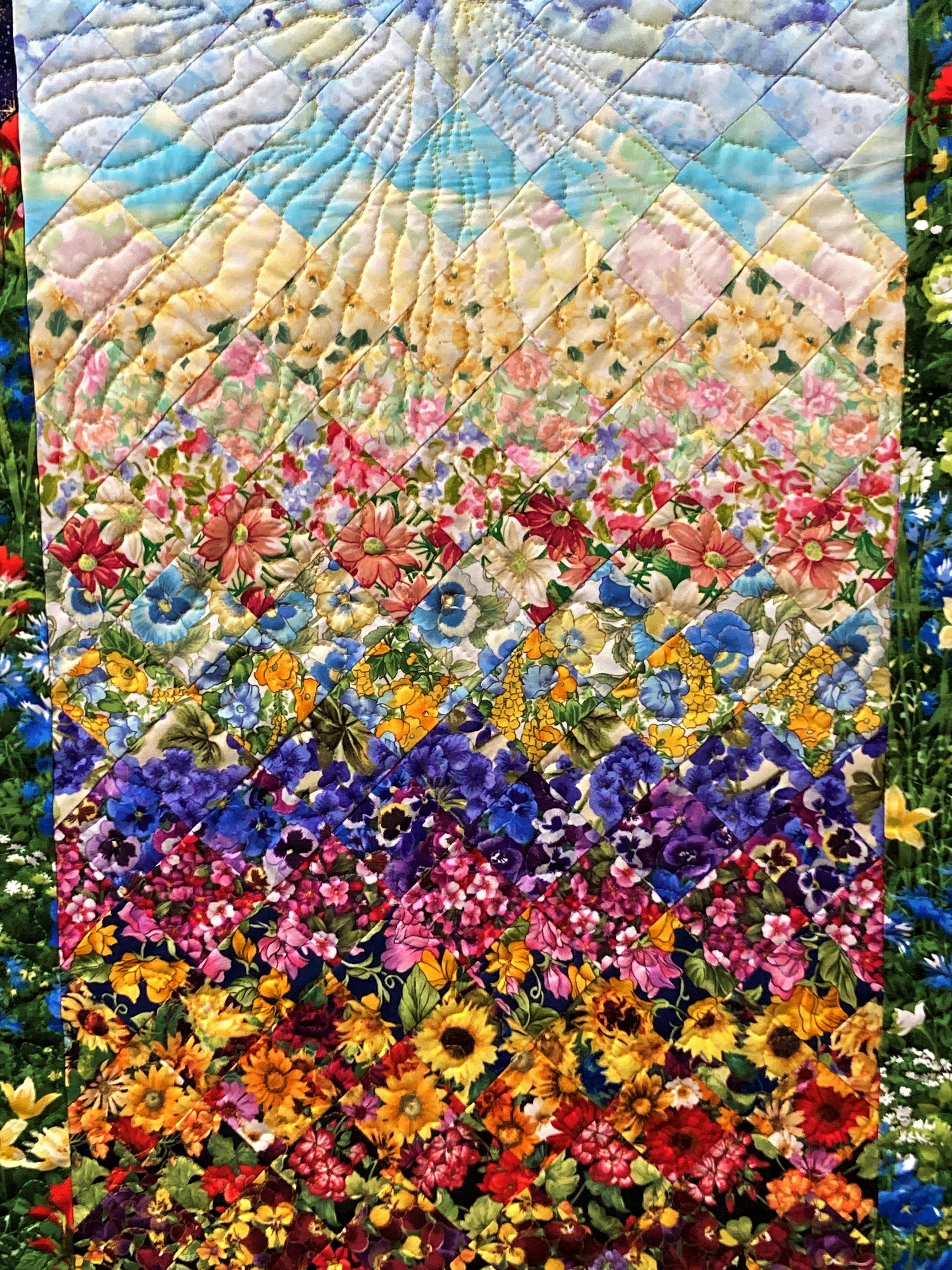 Art Quilt Sunshine Garden Sun Moon Fabric Quilted Wall - Etsy