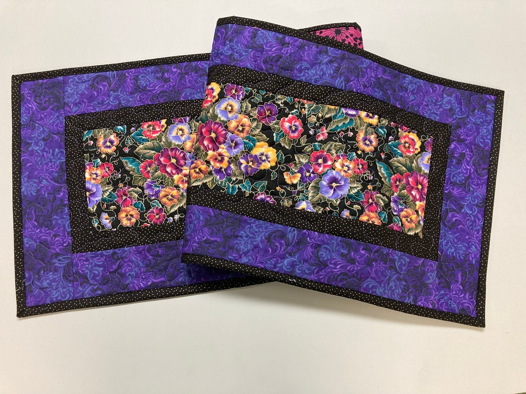 Summer Pansy Bouquet Quilted Dining Table Runner, Reversible 13x48 ...