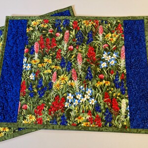 Texas Wildflower Placemats, Dining Table Placemats, Quilted Reversible ...