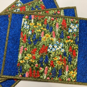 Texas Wildflower Placemats, Dining Table Placemats, Quilted Reversible ...