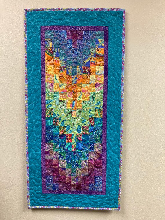 Bright Colorful Abstract Fabric Wall Hanging Quilted - Etsy