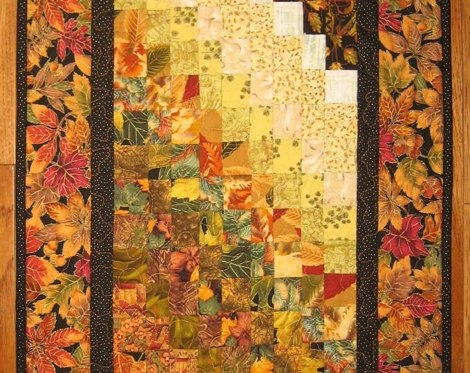 Earth Tones Contemporary Art Quilt Fabric Wall Hanging, Tapestry Fall ...