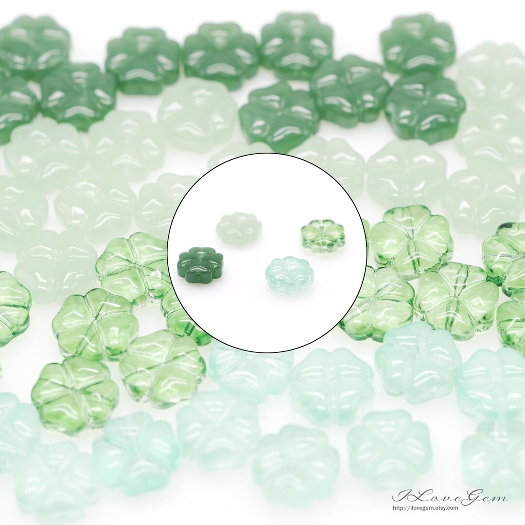 10pcs, Acrylic Four Leaf Clover Beads, AP-055, 10mm Lucky Green Clover ...