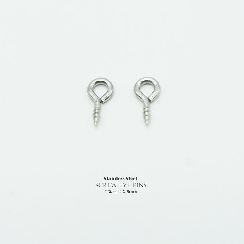 50PCS- Screw Eye Pins for Half Drilled Beads Pearl, ST-028, Stainless ...