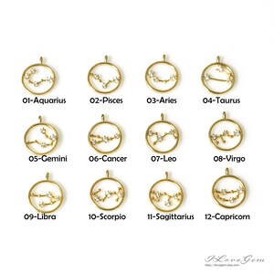 1pcs, Zodiac Pendant, NP-2581, Nickel Free Gold Plated Brass, 12mm CZ ...
