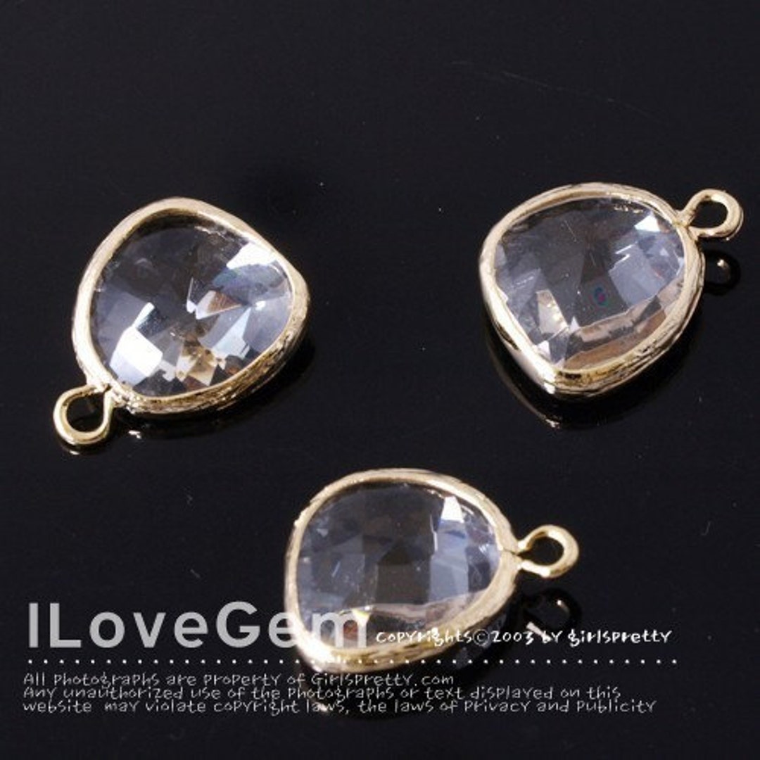 SALE 20% off // 10pcs of P1750 Gold Plated Clear Glass - Etsy