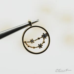 1pcs, Zodiac Pendant, NP-2581, Nickel Free Gold Plated Brass, 12mm CZ ...