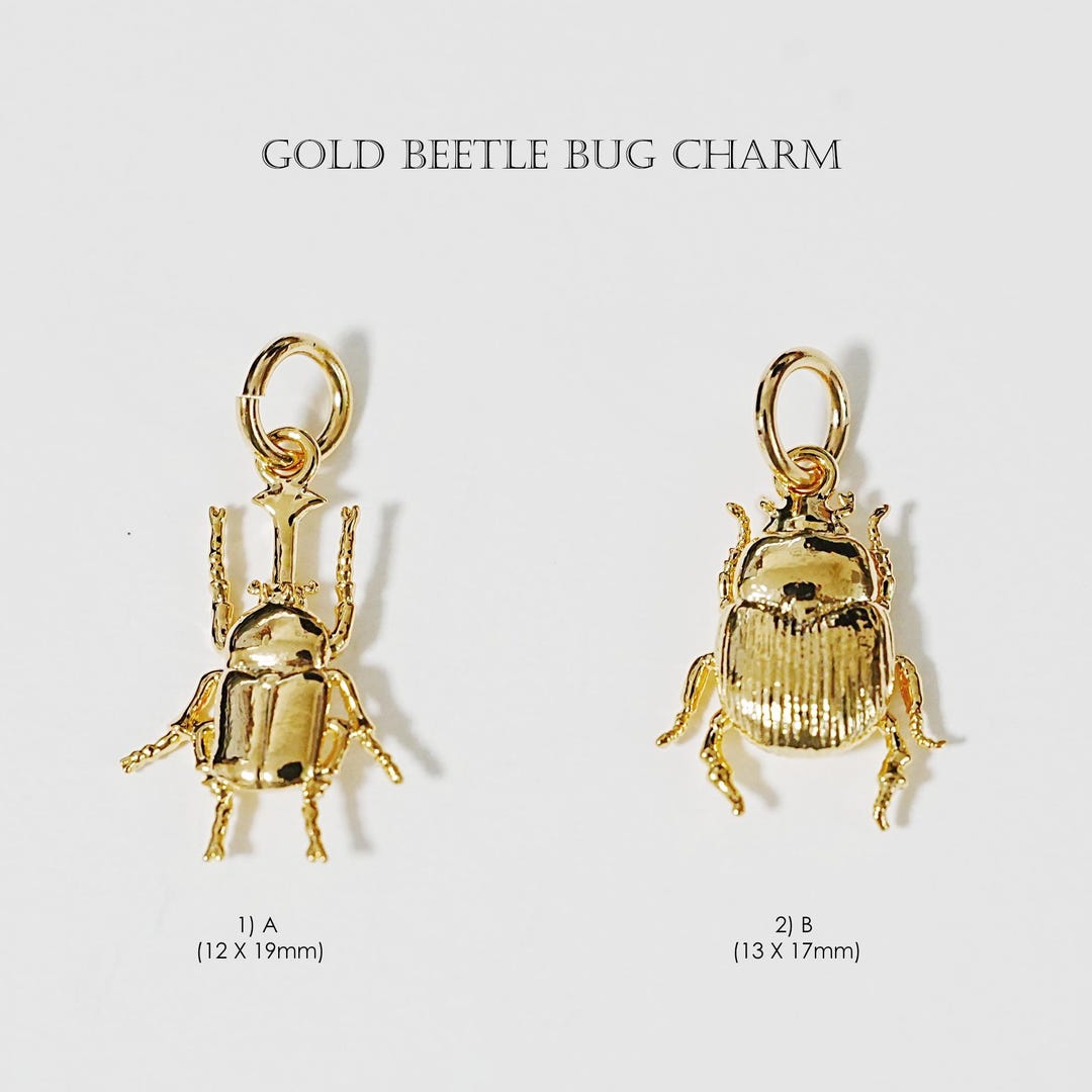 1PCS- Gold Beetle Bug Charm, NP-2606, Gold Plated Brass, Insect Pendant ...