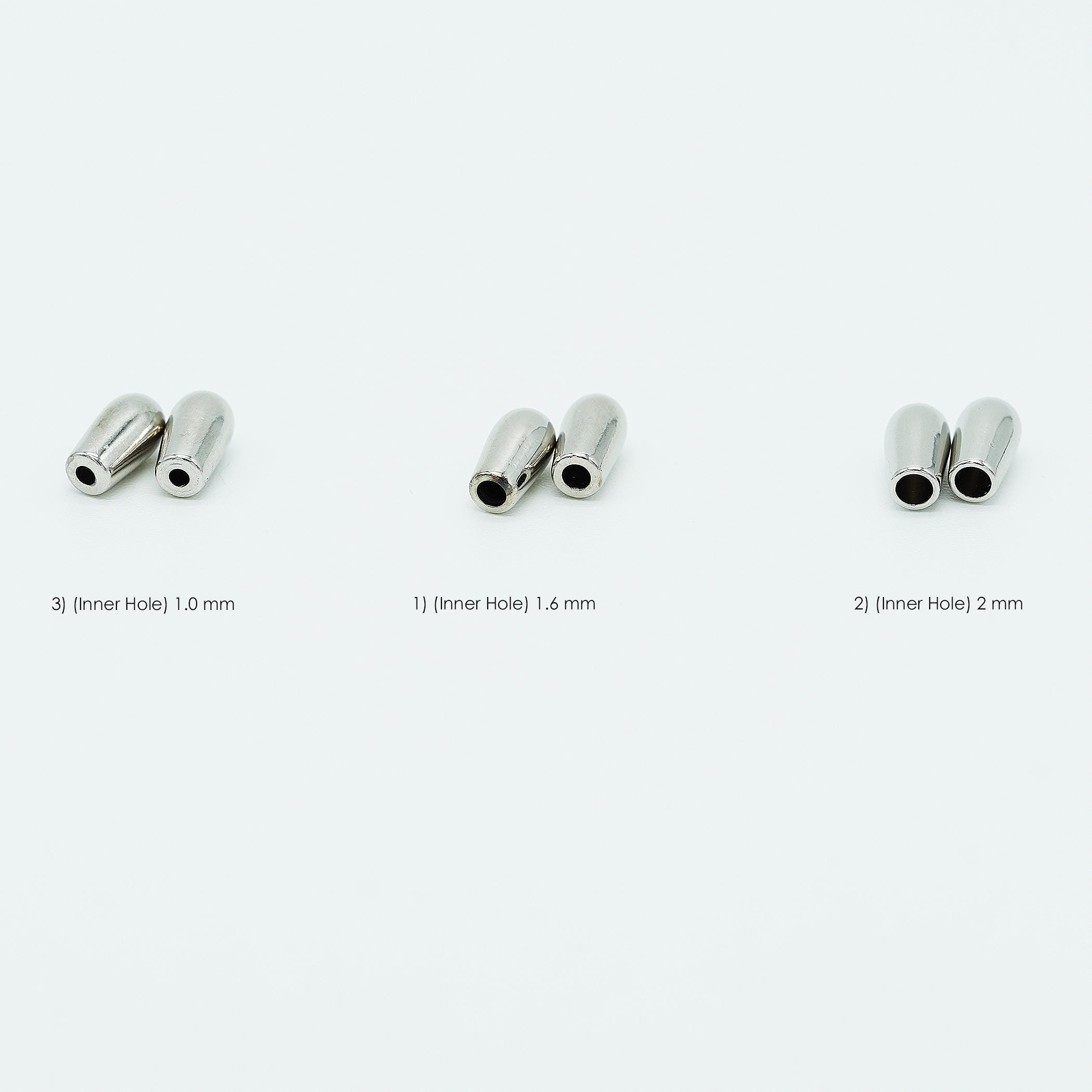 Teardrop Shaped Cord End Caps, NP-2803, Rhodium Plated Brass, Inner ...