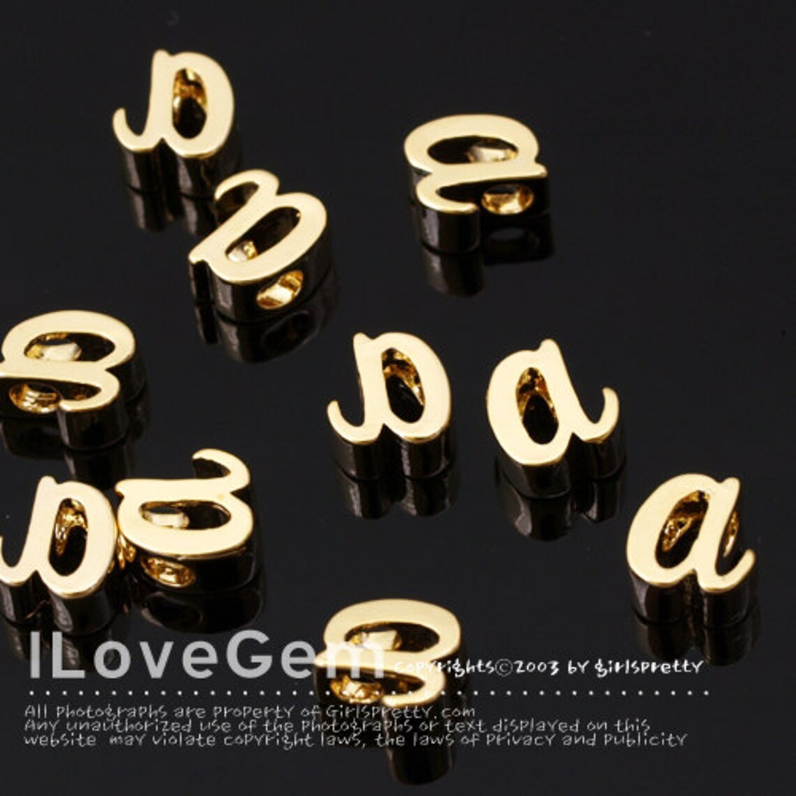 NP-1616-GO, Gold Plated, Cursive Alphabet, Lower Case, Pendant, A, 2pcs ...