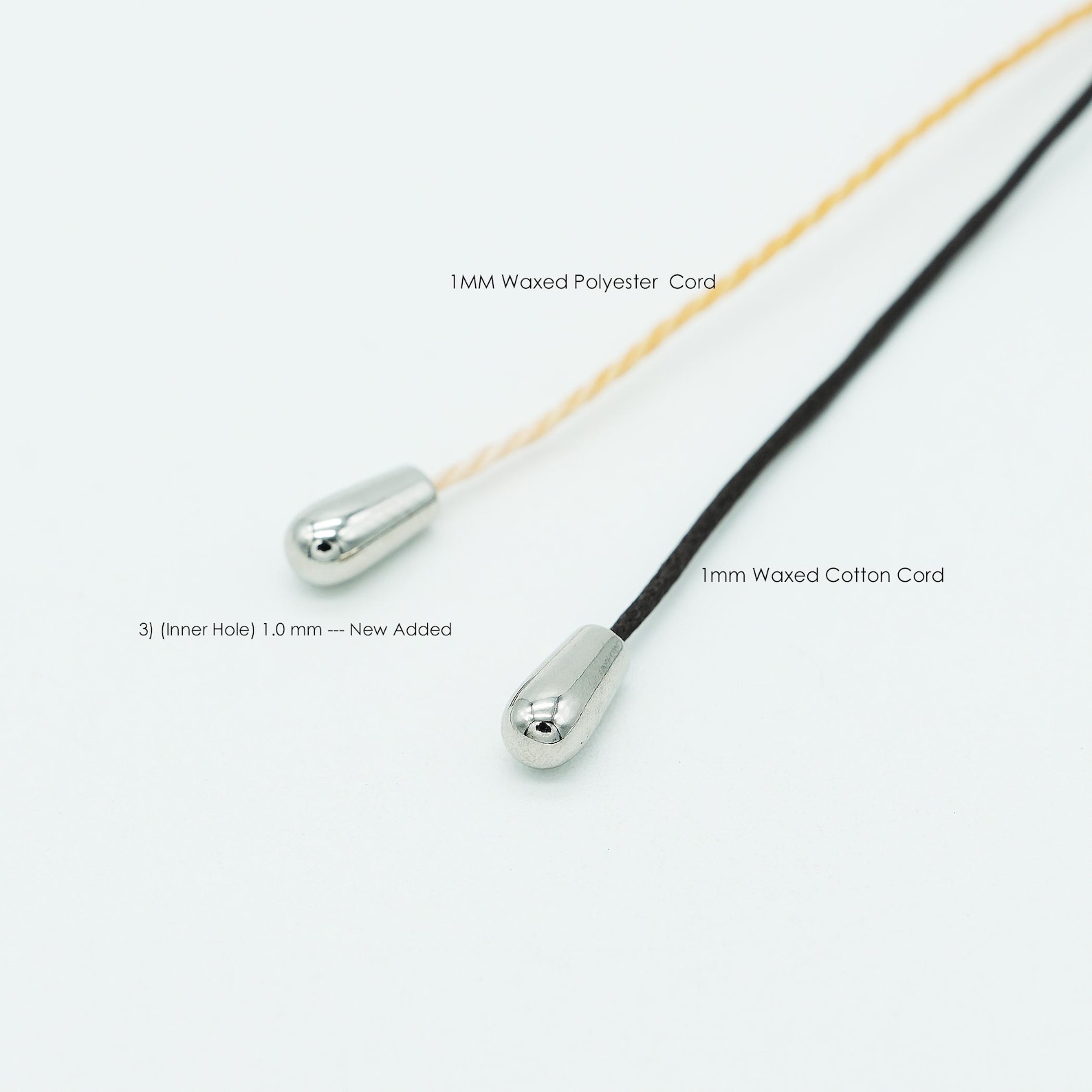 Teardrop Shaped Cord End Caps, NP-2803, Rhodium Plated Brass, Inner ...