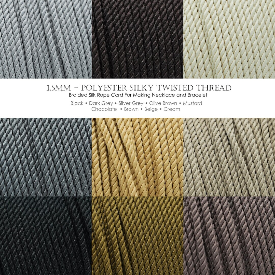 1M- Braided Silk Rope Cord for Making Necklace and Bracelet, 1.5mm ...