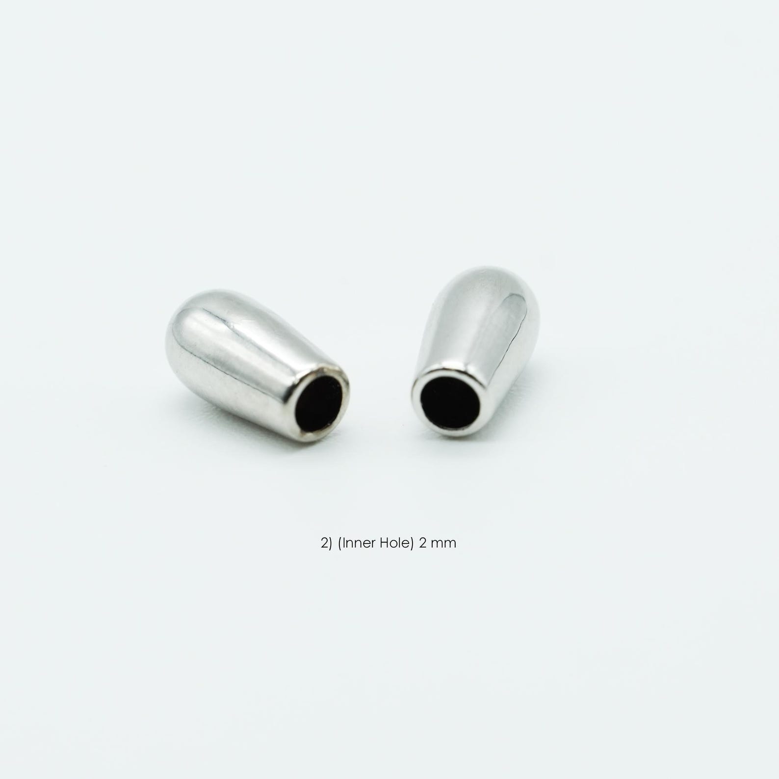 Teardrop Shaped Cord End Caps, NP-2803, Rhodium Plated Brass, Inner ...