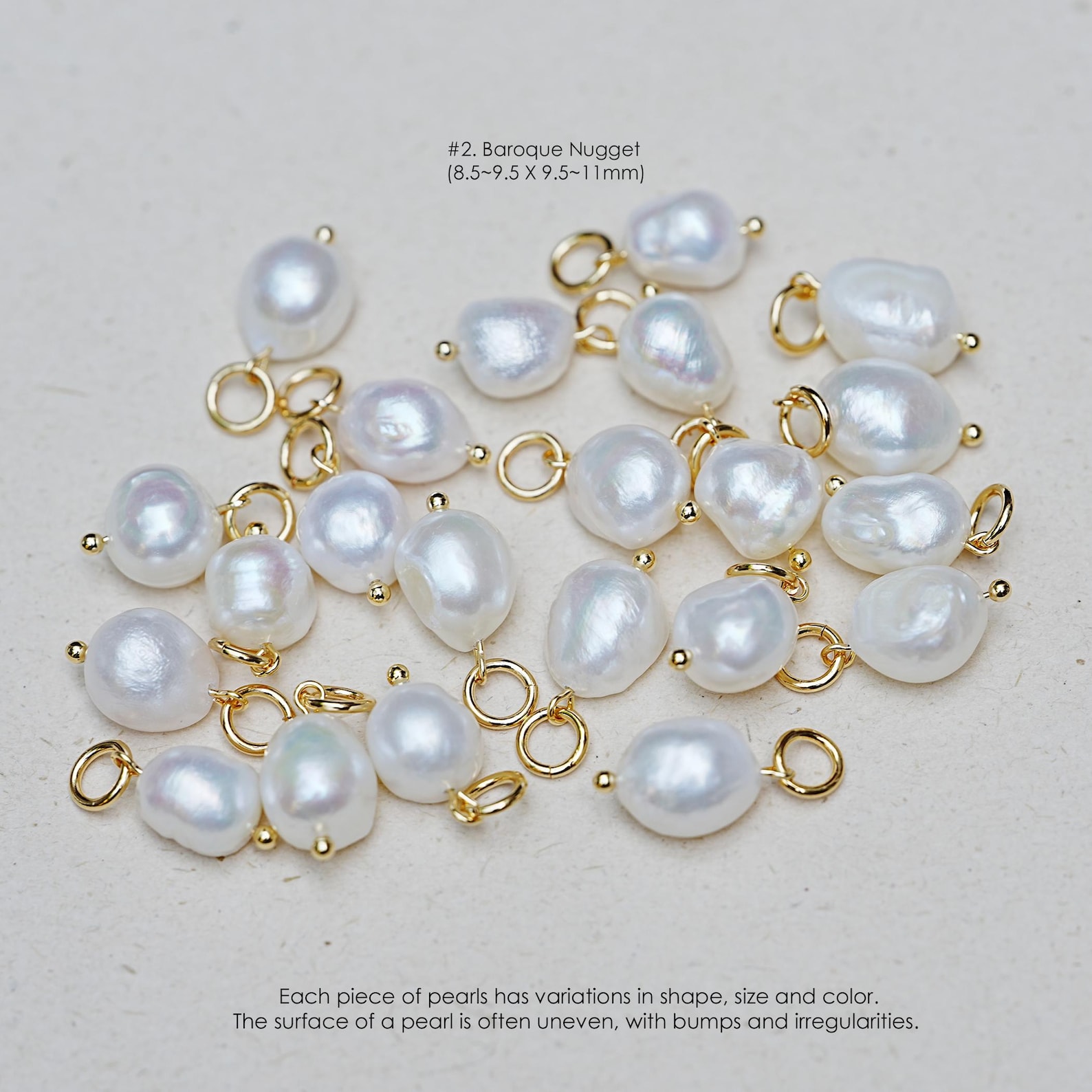 2PCS- Irregular Oval Nugget Freshwater Pearl Charm, Pearl 2616, 9~11mm ...